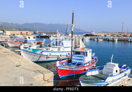 Harbour and port at Ormos Marathokampos, Samos Island, Greece Stock ...