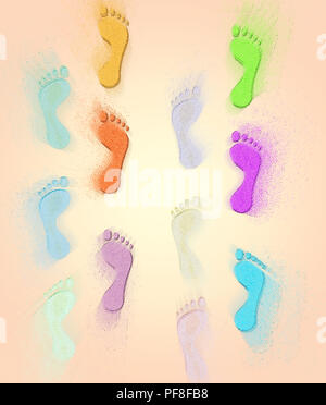 Two red footprints Stock Photo - Alamy