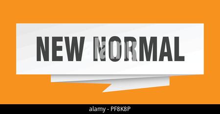 new normal sign. new normal paper origami speech bubble. new normal tag ...