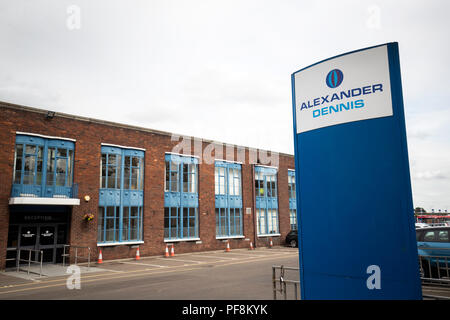 A general view of the sign at the Alexander Dennis bus manufacturers in ...