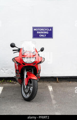 Motorcycle Parking Only Sign Stock Photo - Alamy