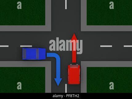 Traffic situation: right before left at an intersection in orthographic ...