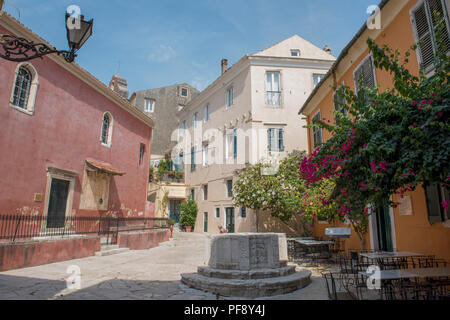 the old ventian well in kremasti square in the old town of kerkyra on ...