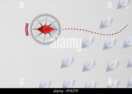 A way to success concept with creative icon drawings on a blue ...