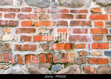texture of a wall lined with bricks through a cement slurry Stock Photo ...