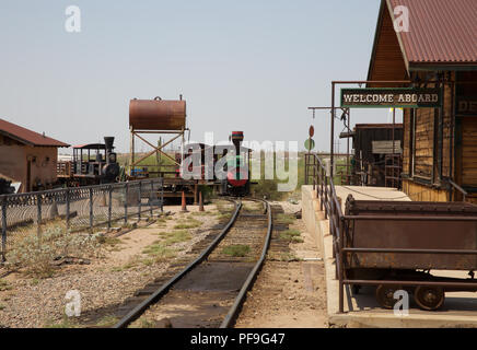Steam train in Goldfield Ghost town in Apache Junction, Arizona, USA ...