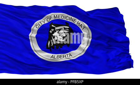Medicine Hat City Flag On Flagpole, Canada, Alberta Province, Isolated ...