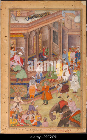 Akbar Mughal Emperor Akbar the Great miniature painting Abu'l-Fath ...