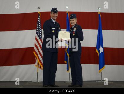 Maj. Gen. Jeannie Leavitt, Air Force chief of safety, congratulates ...