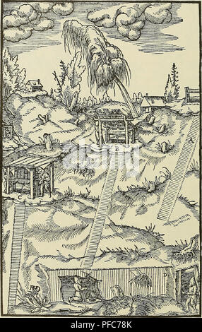 An illustration from 'De re metallica', focusing on mineral industries ...
