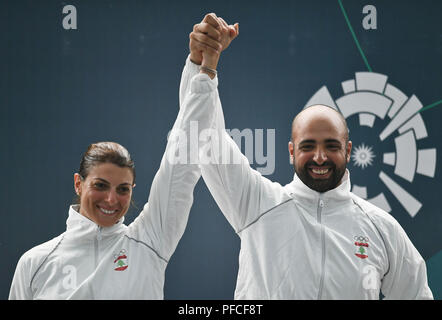 Palembang. 21st Aug, 2018. Ray Bassil (L) and Alain Moussa of Lebanon ...