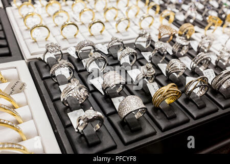 Diamond rings in the Gold Souk, Deira, Dubai, United Arab Emirates ...