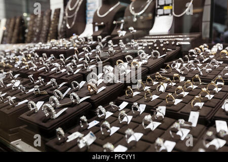 Diamond rings in the Gold Souk, Deira, Dubai, United Arab Emirates ...