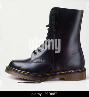 Black Leather Army Boots Stock Photo - Alamy