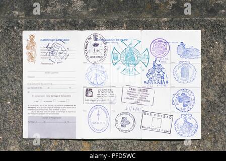 Santiago de Compostela Pilgrim's passport for the camino Frances Stock ...