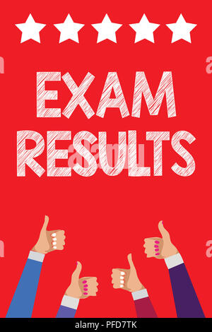 Handwriting text writing Exam Results. Conceptual photo An outcome of a ...