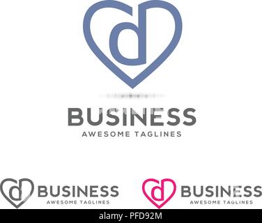 Heart letter D logo design Stock Vector Image & Art - Alamy