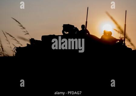 A defensive fighting position, set up by the mortar platoon, Company C ...