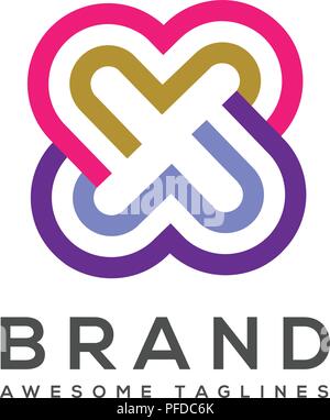 Heart double logo two 2 love, icon valentine happy day Stock Vector ...