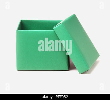 Two green Box with lid open or green paper package box isolated on ...