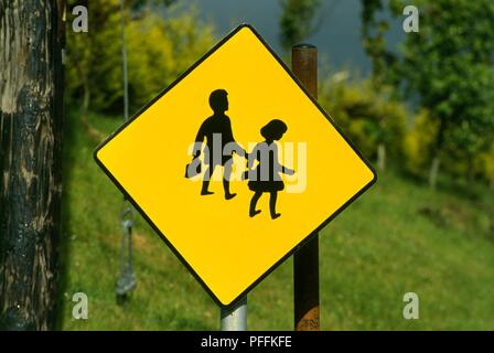 Children Crossing road sign Ireland Stock Photo - Alamy