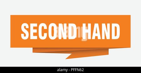 second hand sign. second hand paper origami speech bubble. second hand ...
