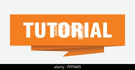 tutorial sign. tutorial paper origami speech bubble. tutorial tag ...