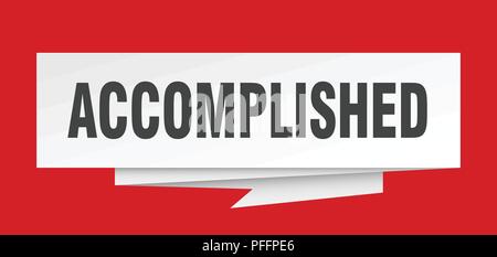 accomplished sign. accomplished paper origami speech bubble ...