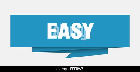 easy sign. easy paper origami speech bubble. easy tag. easy banner ...