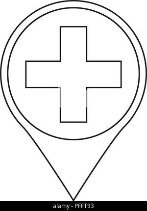 map pointer icon with cross hospital symbol position Stock Vector Image ...