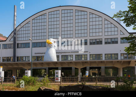 Helsinki art museum, view of huge seagull head sited above the north ...