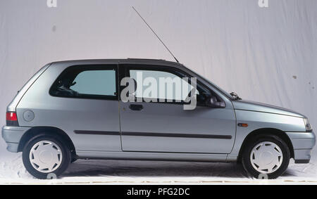Side view of white hatchback car is isolated on white background with ...