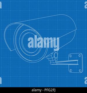 CCTV security camera. Outline drawing Stock Vector Art & Illustration ...