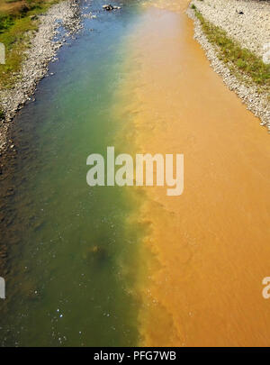 polluted river, half dirty, half clean Stock Photo - Alamy