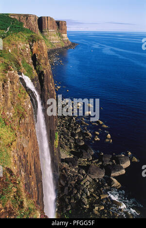 Basalt cliffs known as Kilt Rock, Staffin, Scotland, United Kingdom ...