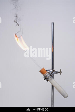 Preparation of ethyne, exothermic reaction of water and calcium carbide ...