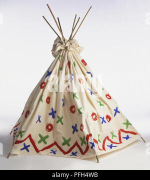 Tipi (tepee). Conical tent made of animal skins upon wooden poles. Used ...