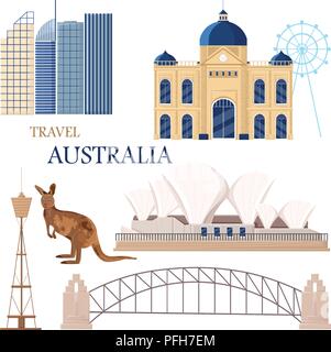 Australia, Brisbane, Downtown travel landmark vector illustration Stock ...