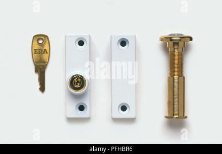 close up of four metal screw tops on wooden fence Stock Photo - Alamy