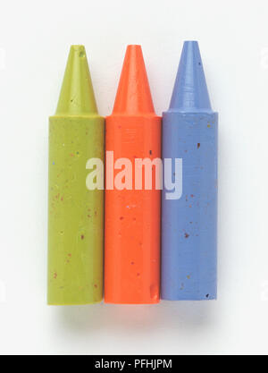 Three blue crayons Stock Photo - Alamy