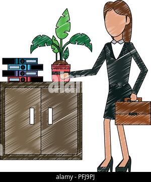 Businesswoman at office scribble Stock Vector Image & Art - Alamy