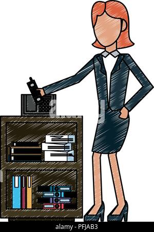Businesswoman at office scribble Stock Vector Image & Art - Alamy