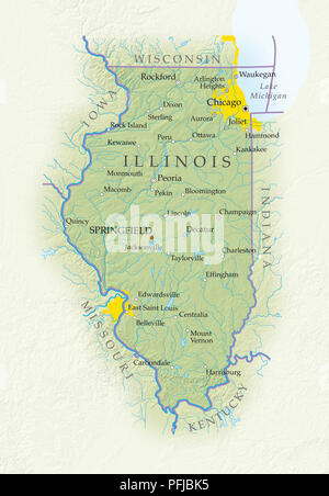 Physical map of Illinois Stock Photo - Alamy