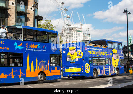 Tour buses approaching Westminster Bridge in London, UK Stock Photo - Alamy