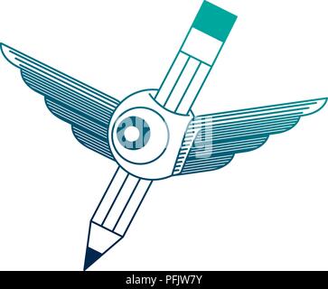 pencil write with wings and eye vector illustration design Stock Vector ...