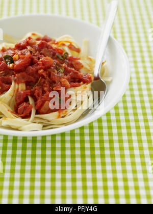 fettuccine in white bowl on linen cloth, wide photo Stock Photo - Alamy