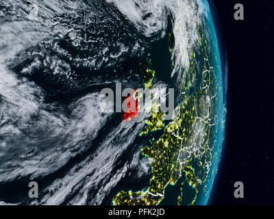 Ireland from space on planet Earth at night with visible country ...