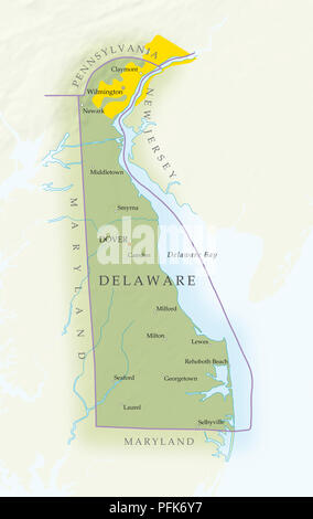 Map of Delaware Stock Photo - Alamy