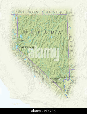 Physical map of Nevada Stock Photo - Alamy