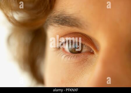 Close up shot human eye closed, showcasing long dark eyelashes ...